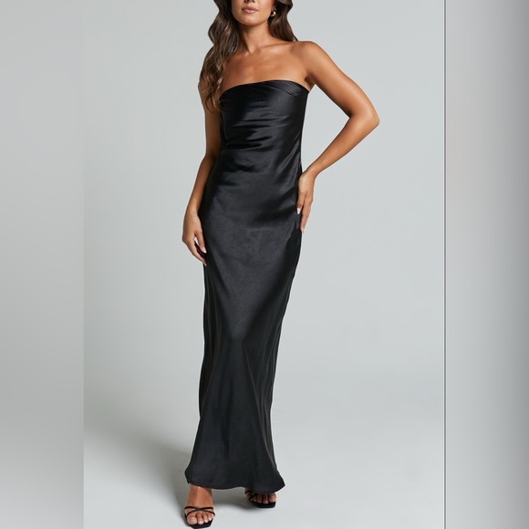 Showpo. | Dresses | Showpo Charlita Maxi Dress Strapless Cowl Back Satin Dress | Poshmark